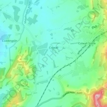 Colwall topographic map, elevation, terrain