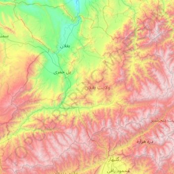 Baghlan Province topographic map, elevation, terrain