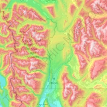 Municipio de El Bolsón topographic map, elevation, terrain