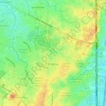 BF Homes topographic map, elevation, terrain