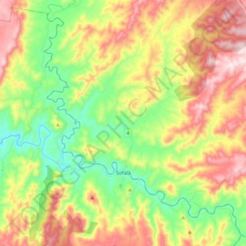 Sofala topographic map, elevation, terrain