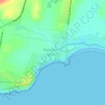 Balnarring Beach topographic map, elevation, terrain