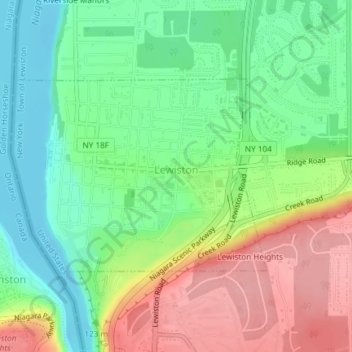 Village of Lewiston topographic map, elevation, terrain