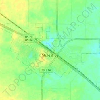 Muleshoe topographic map, elevation, terrain