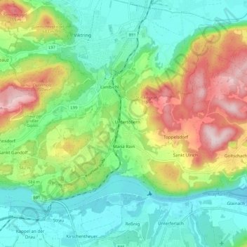 Maria Rain topographic map, elevation, terrain