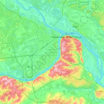 Nizhny Novgorod topographic map, elevation, terrain