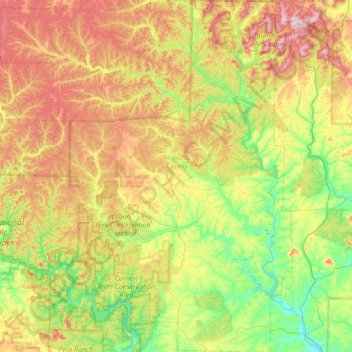 Reynolds County topographic map, elevation, terrain