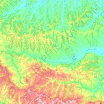Koceljeva Municipality topographic map, elevation, terrain