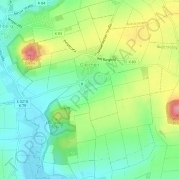 Gleichen topographic map, elevation, terrain