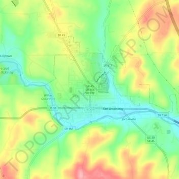 Lisbon topographic map, elevation, terrain