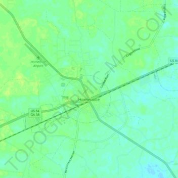 Homerville topographic map, elevation, terrain