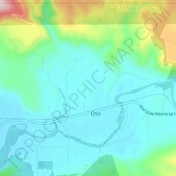 Oso topographic map, elevation, terrain