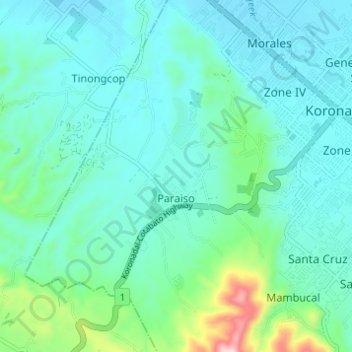 Paraiso topographic map, elevation, terrain