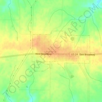 Astoria topographic map, elevation, terrain