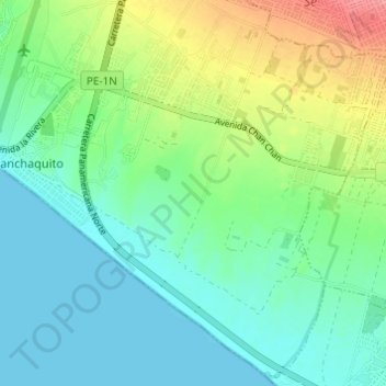 Zona Arqueológica de Chan Chan topographic map, elevation, terrain