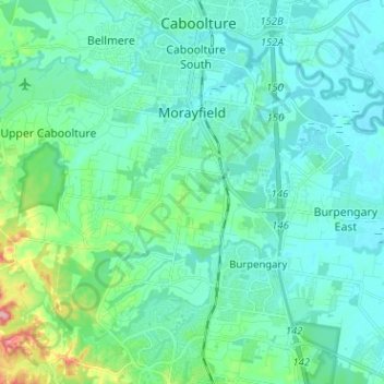 Morayfield topographic map, elevation, terrain