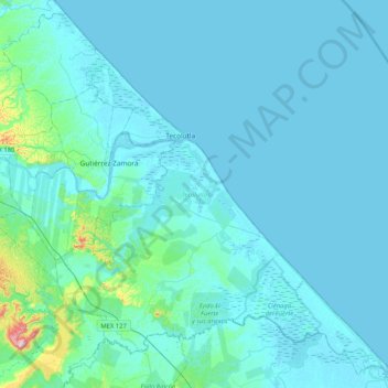 Tecolutla topographic map, elevation, terrain