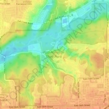 Fort Harrison State Park topographic map, elevation, terrain