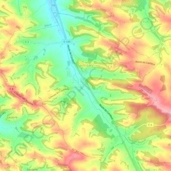 Saint-Lary topographic map, elevation, terrain