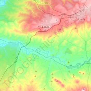 Baeza topographic map, elevation, terrain