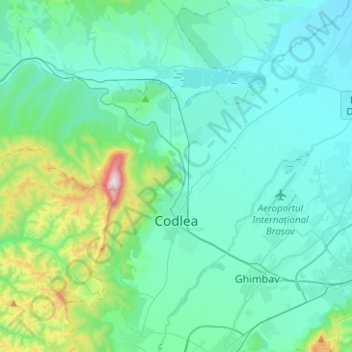 Codlea topographic map, elevation, terrain