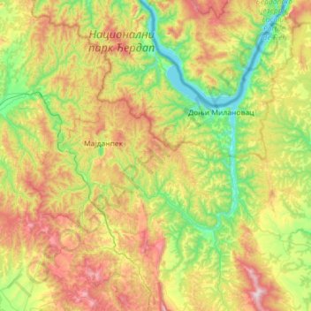 Majdanpek Municipality topographic map, elevation, terrain