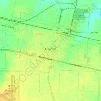 Quanah topographic map, elevation, terrain
