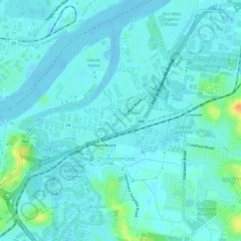 Hemmant topographic map, elevation, terrain