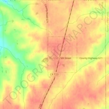 Bussey topographic map, elevation, terrain