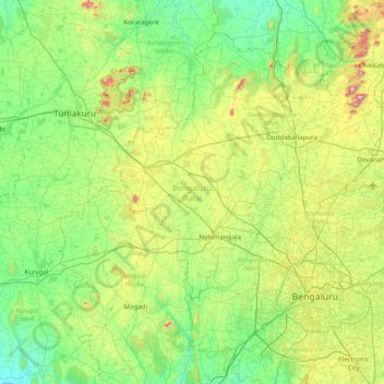 Bengaluru Rural District topographic map, elevation, terrain