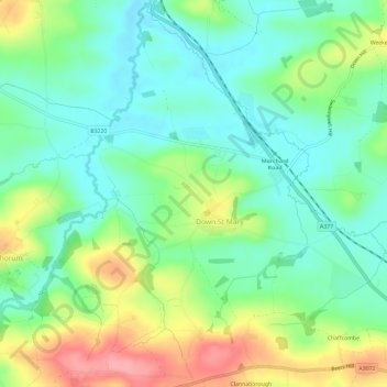 Down St. Mary topographic map, elevation, terrain