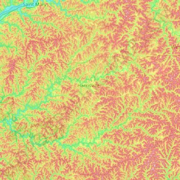 Ritchie County topographic map, elevation, terrain