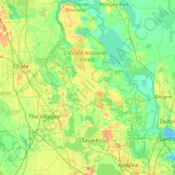 Ocala National Forest topographic map, elevation, terrain