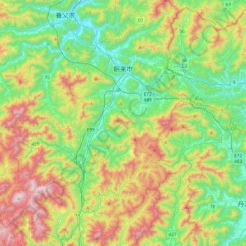Asago topographic map, elevation, terrain