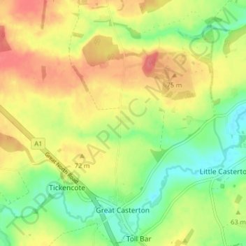 Great Casterton topographic map, elevation, terrain