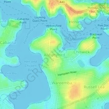 Abbotsford topographic map, elevation, terrain