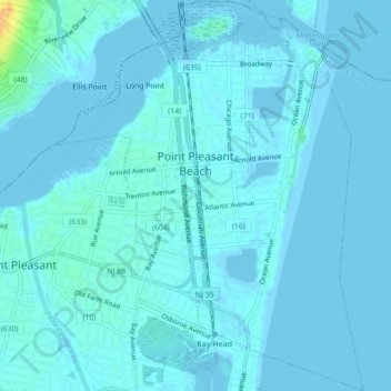 Point Pleasant Beach topographic map, elevation, terrain