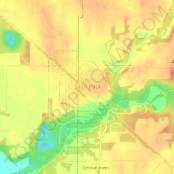 St. Paul topographic map, elevation, terrain