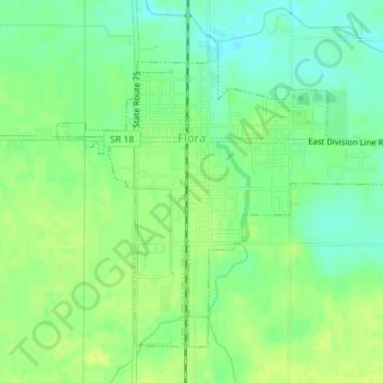 Flora topographic map, elevation, terrain