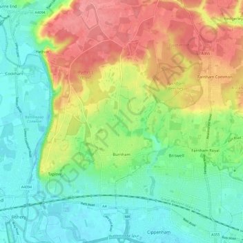 Burnham topographic map, elevation, terrain