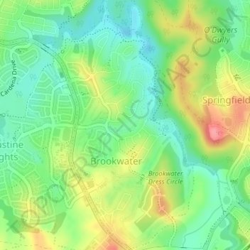 Brookwater topographic map, elevation, terrain