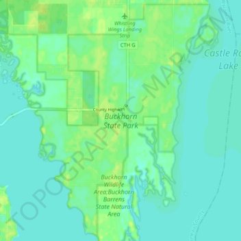 Buckhorn State Park topographic map, elevation, terrain