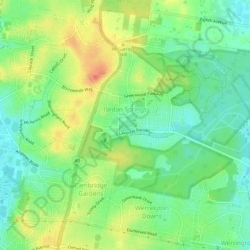 Jordan Springs topographic map, elevation, terrain