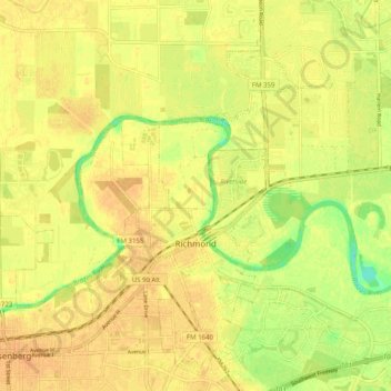 Richmond topographic map, elevation, terrain