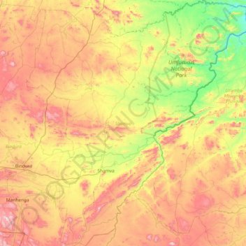 Shamva topographic map, elevation, terrain
