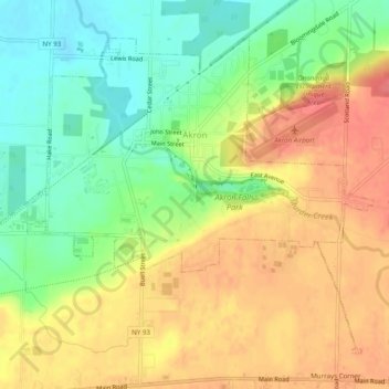 Village of Akron topographic map, elevation, terrain