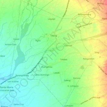 Tayug topographic map, elevation, terrain