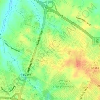 Griffin Gate topographic map, elevation, terrain