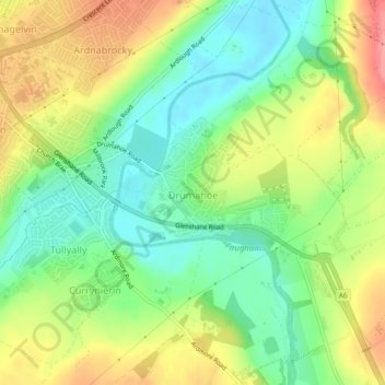 Drumahoe topographic map, elevation, terrain
