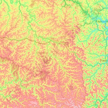 Magoffin County topographic map, elevation, terrain